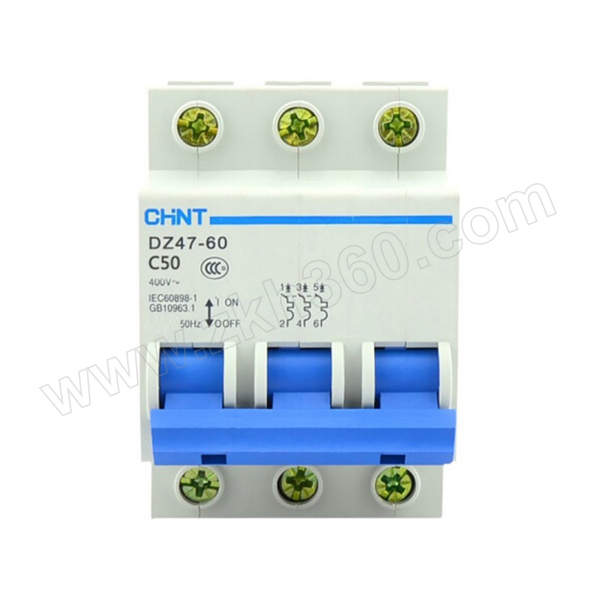 CHINT/正泰 DZ47-60系列小型断路器 DZ47-60 3P C50 C脱扣 额定电流50A 1个【多少钱 规格参数 图片 采购】-震坤行